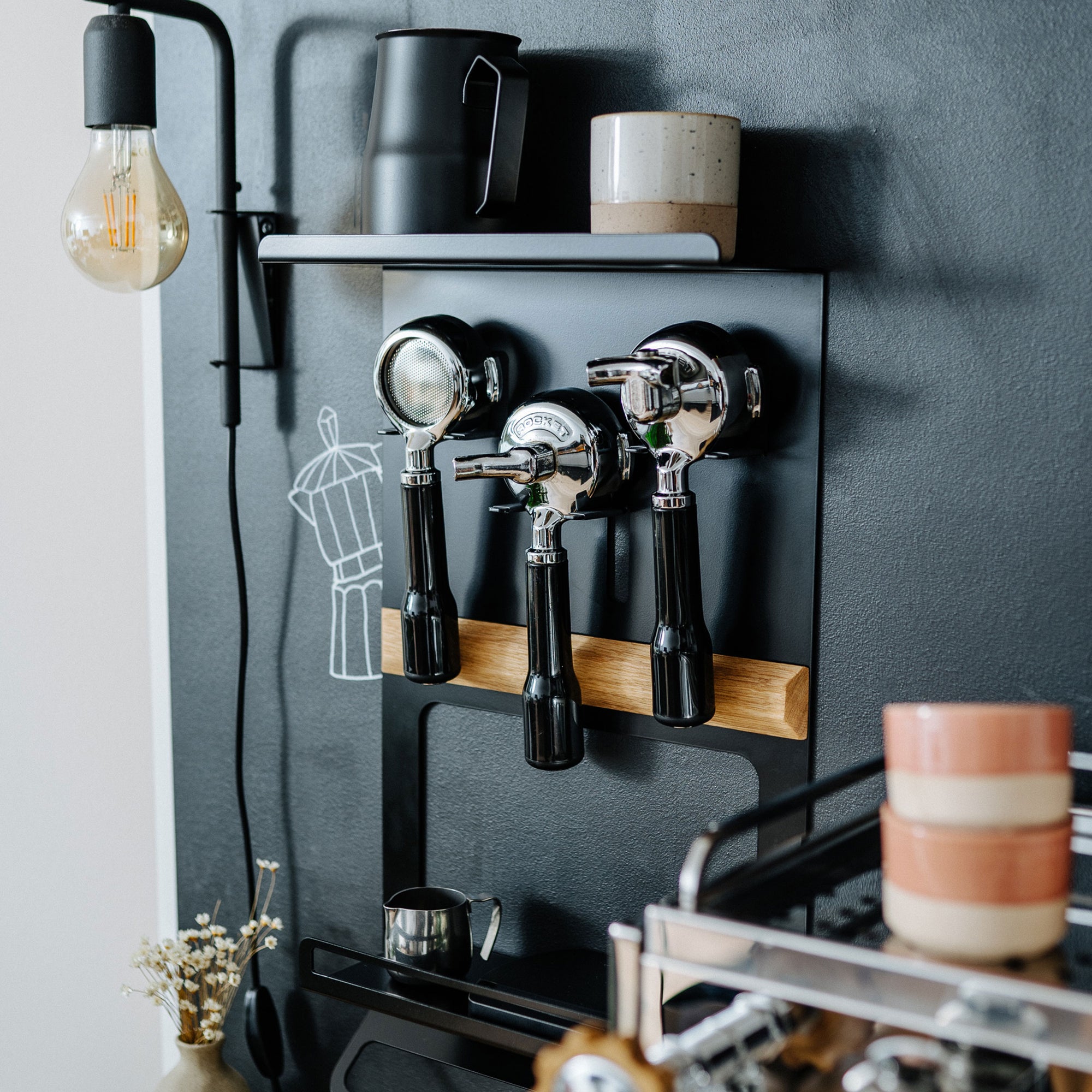 FLATE® Barista Rack: Shelve for portafilters and barista accessories